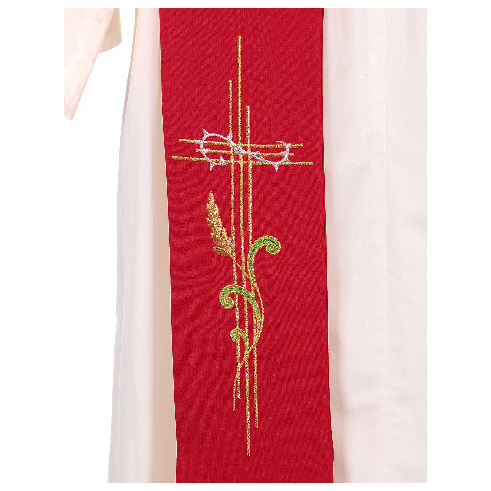 Embroidered Deacon Stole In Polyester With Cross And Ear Of Online Sales On