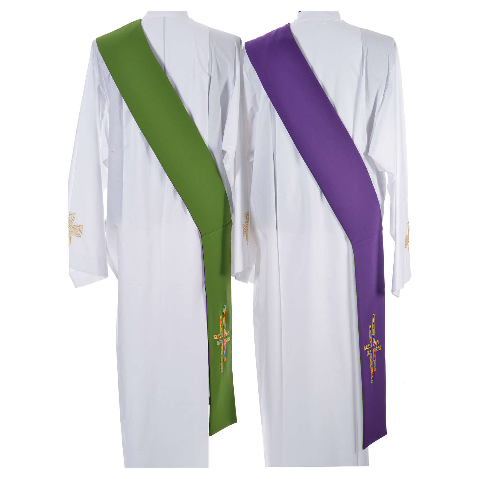 Reversible Deacon Stole, green & purple with multicolored | online ...