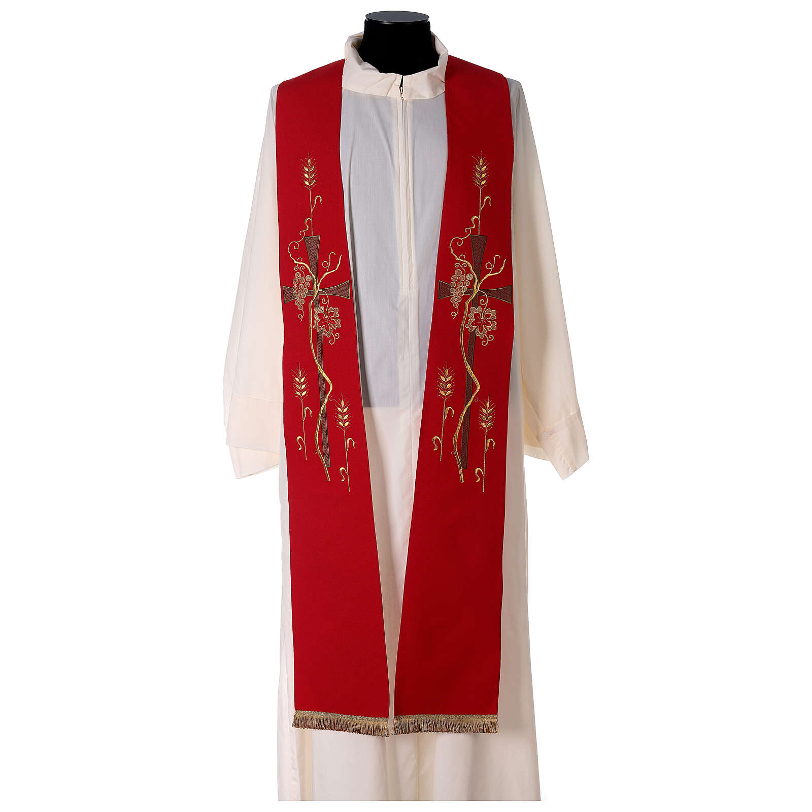 Machine embroidered polyester stole with fringe | online sales on ...