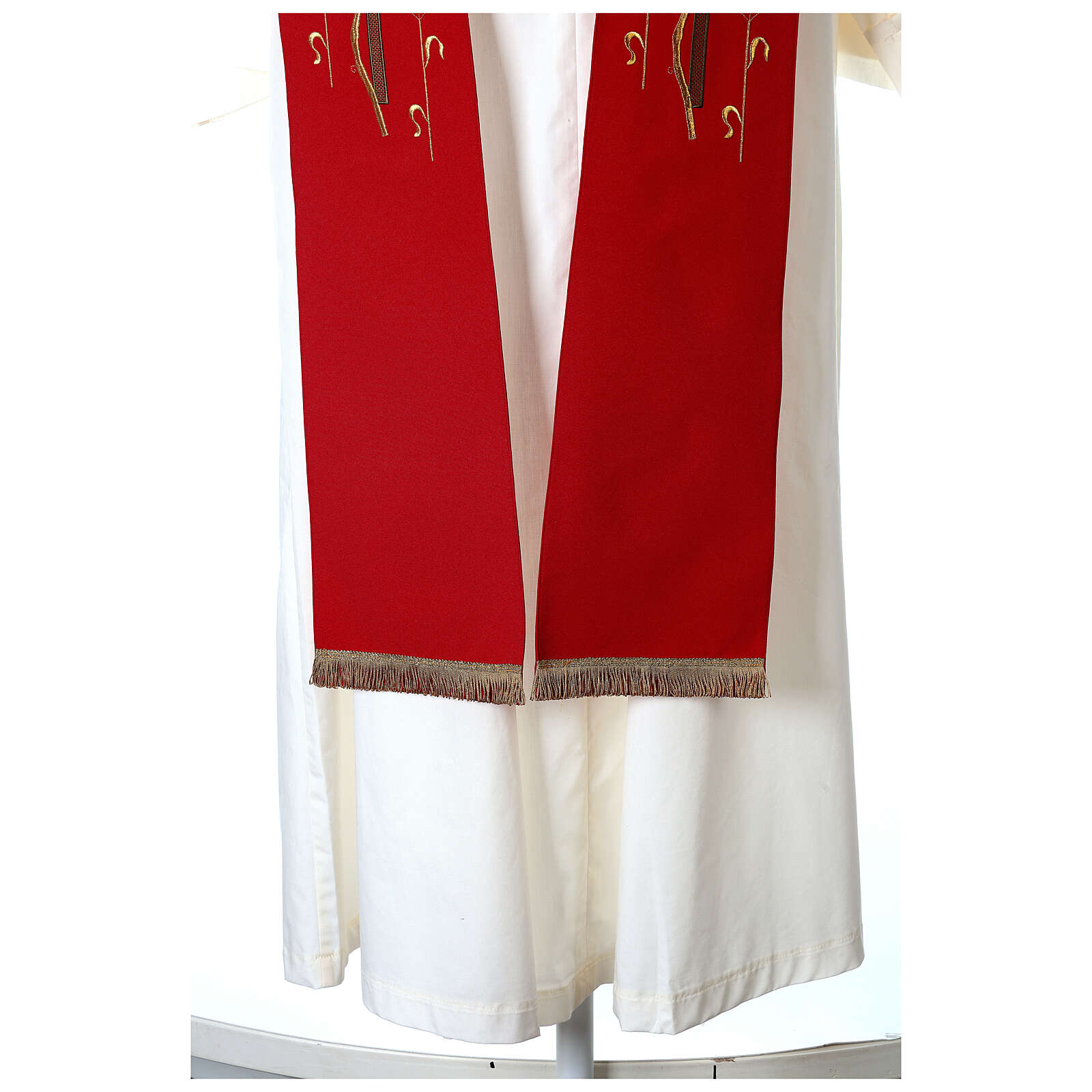 Machine embroidered polyester stole with fringe | online sales on ...