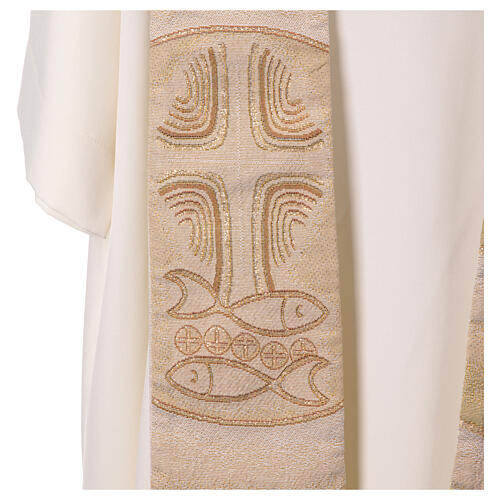 Estola sacerdotal con símbolos panes peces cruz cuatro colores ...