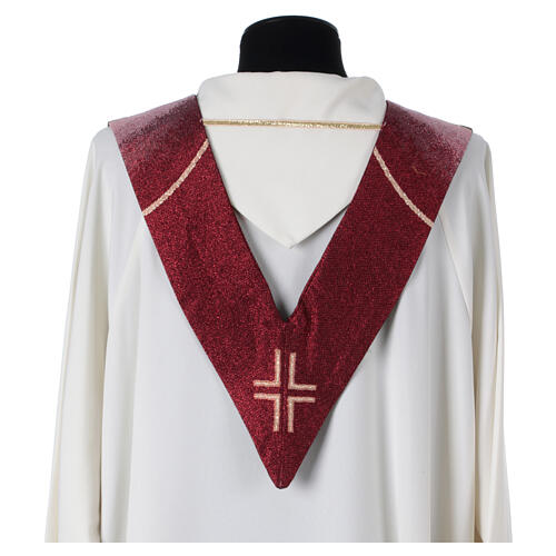 Priestly stole with liturgical symbols bread fishes cross four colors ...