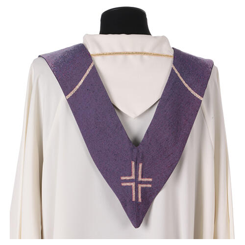 Priestly stole with liturgical symbols bread fishes cross four colors ...