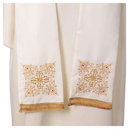Vatican fabric stole with square embroidery and 4 color crystals ...