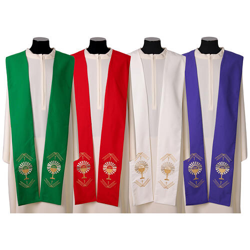 Priest Stole with Chalice and JHS Letters Embroidery | online sales on ...