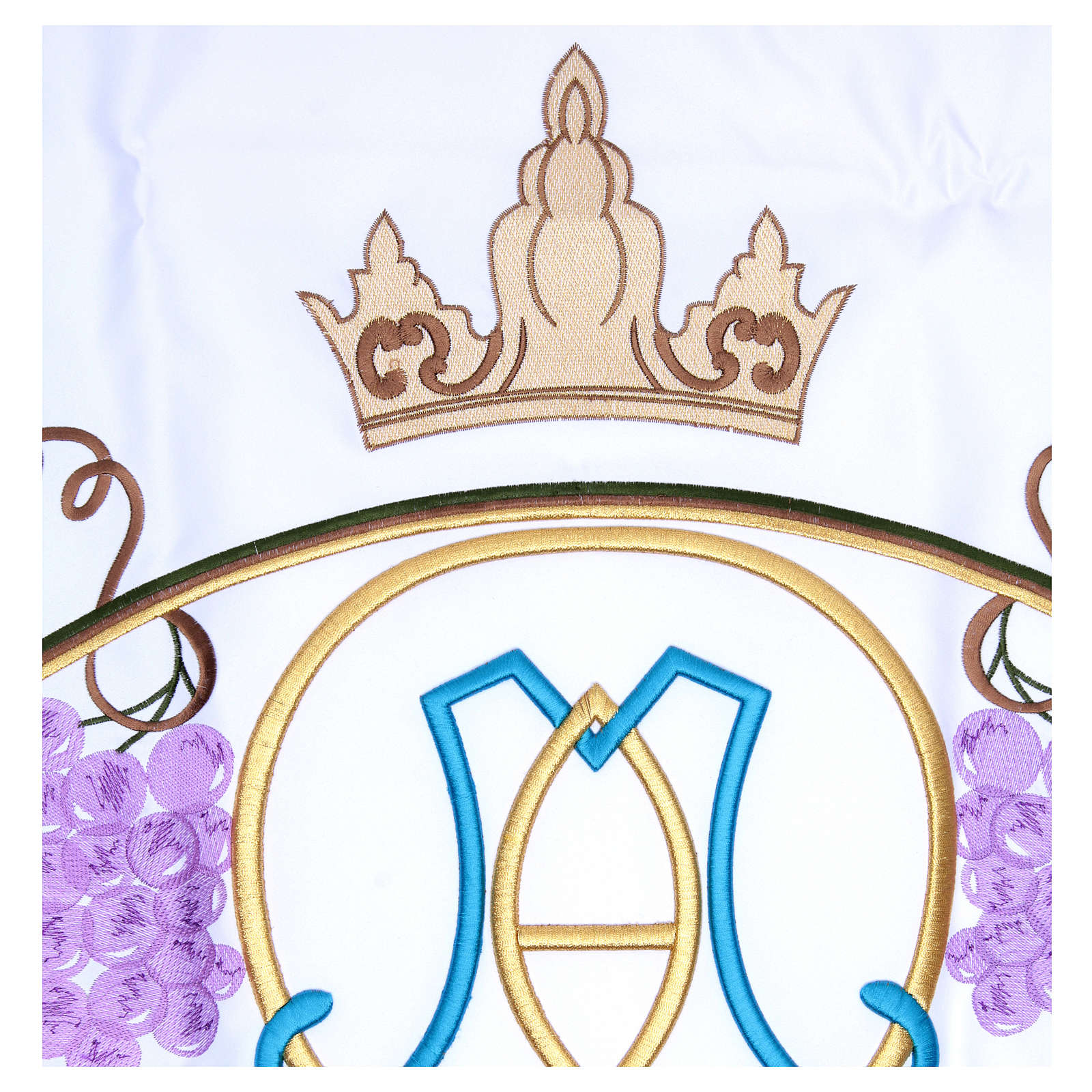 Altar Cloth 165x300cm Vine leaves and Marian symbol | online sales on ...
