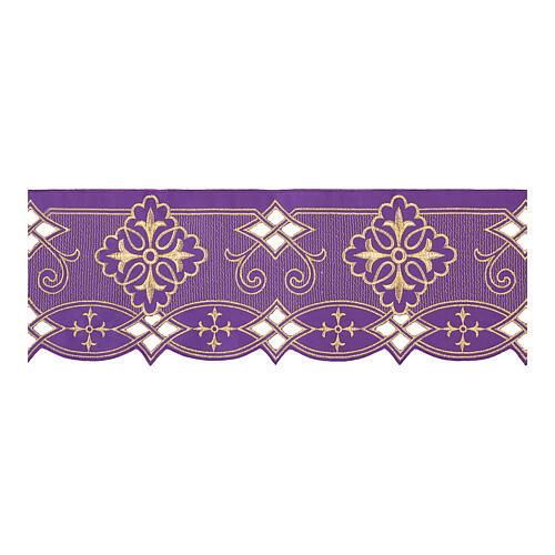 Purple trim for altar cloth with golden cutwork embroidery, crosses and ...