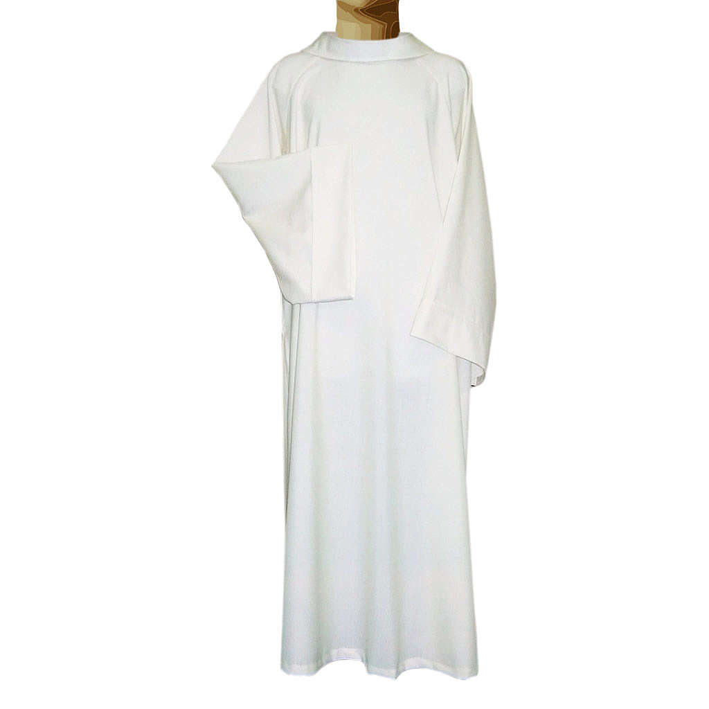 Priest Alb in wool and polyester with open hood in ivory | online sales ...