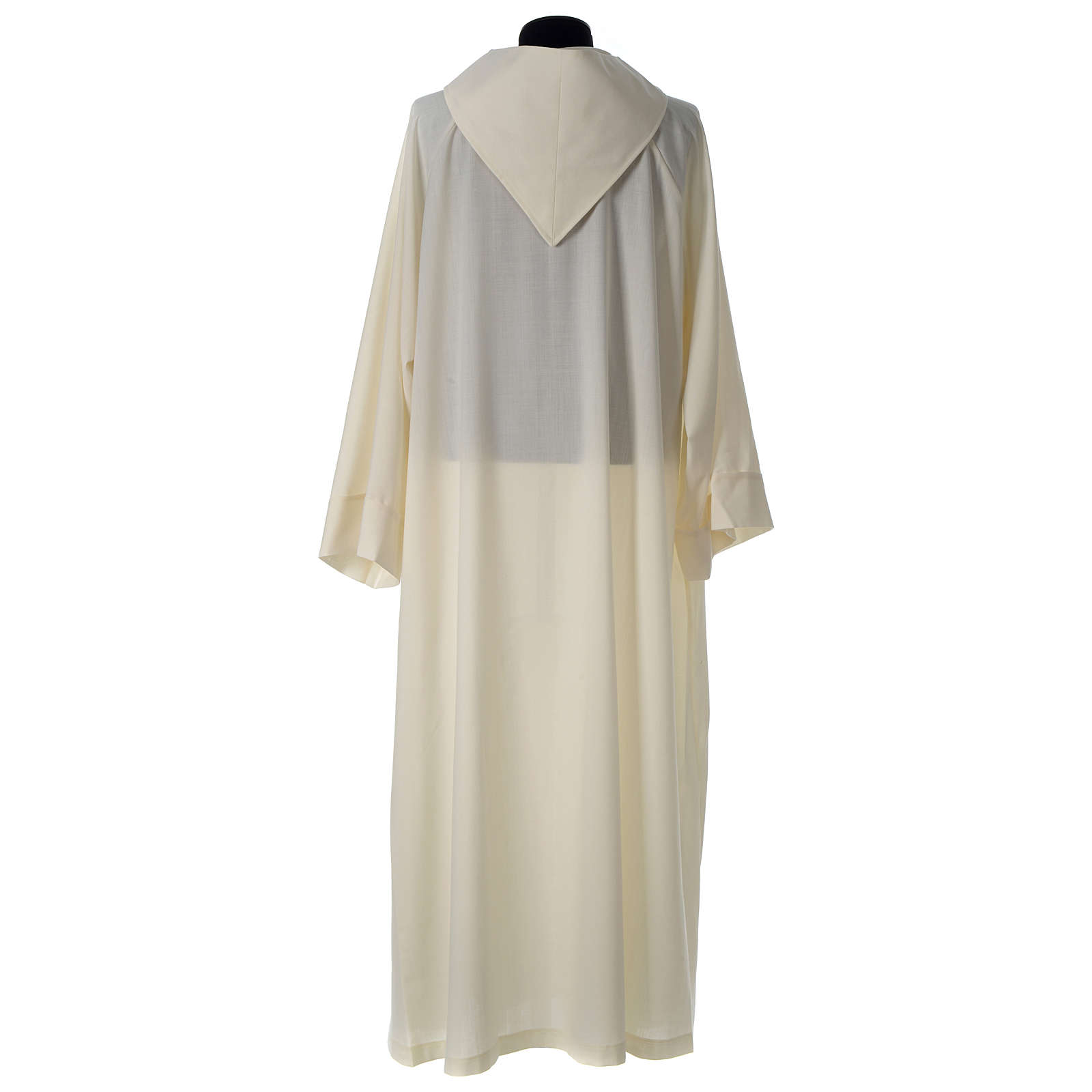 Priest Alb in wool and polyester with open hood in ivory | online sales ...