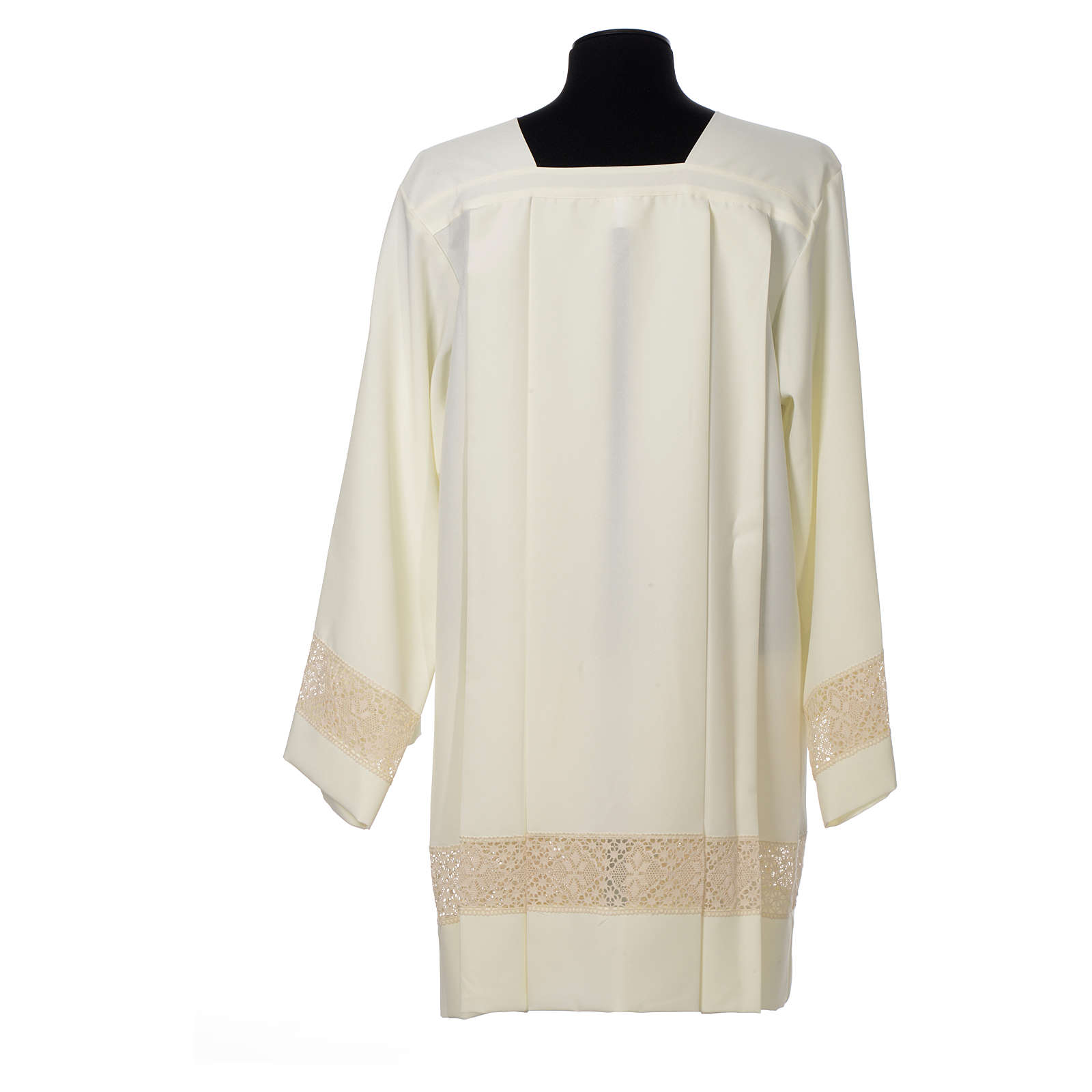 Surplice in polyester with lace bands and 4 pleats on front | online ...