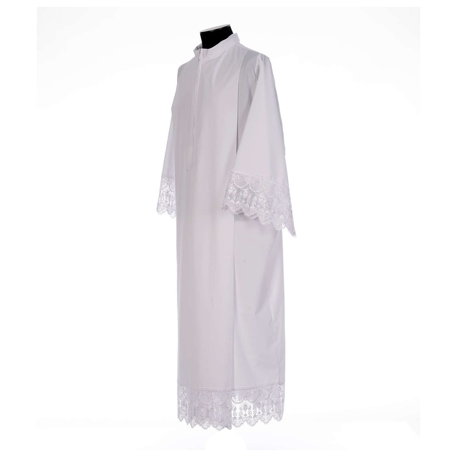 Catholic alb, pleated with crochet hem and chalice, cotton | online ...