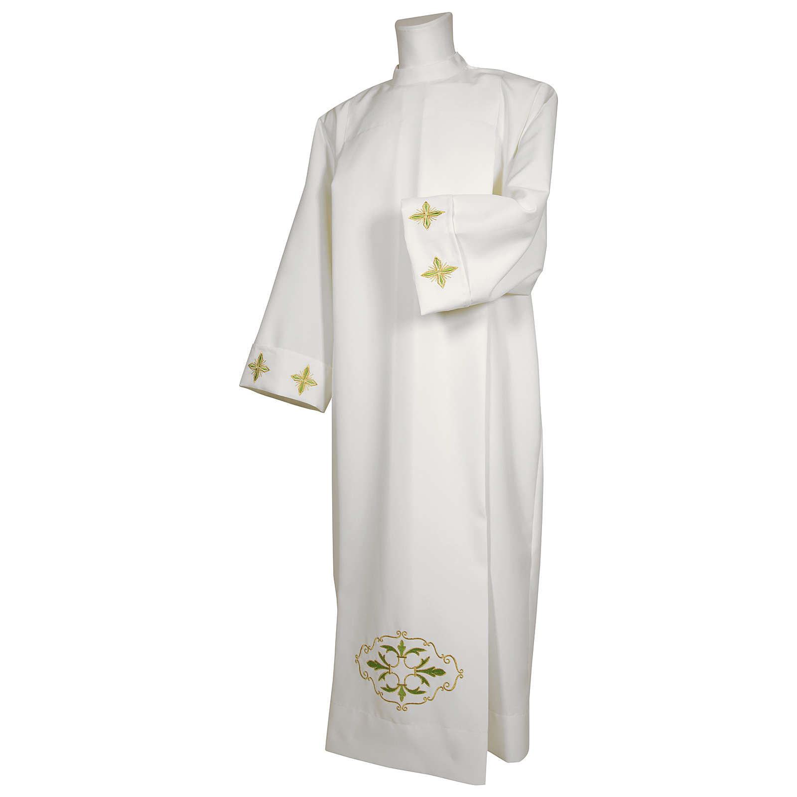 Priest Alb with stylized cross 100% polyester and front | online sales ...