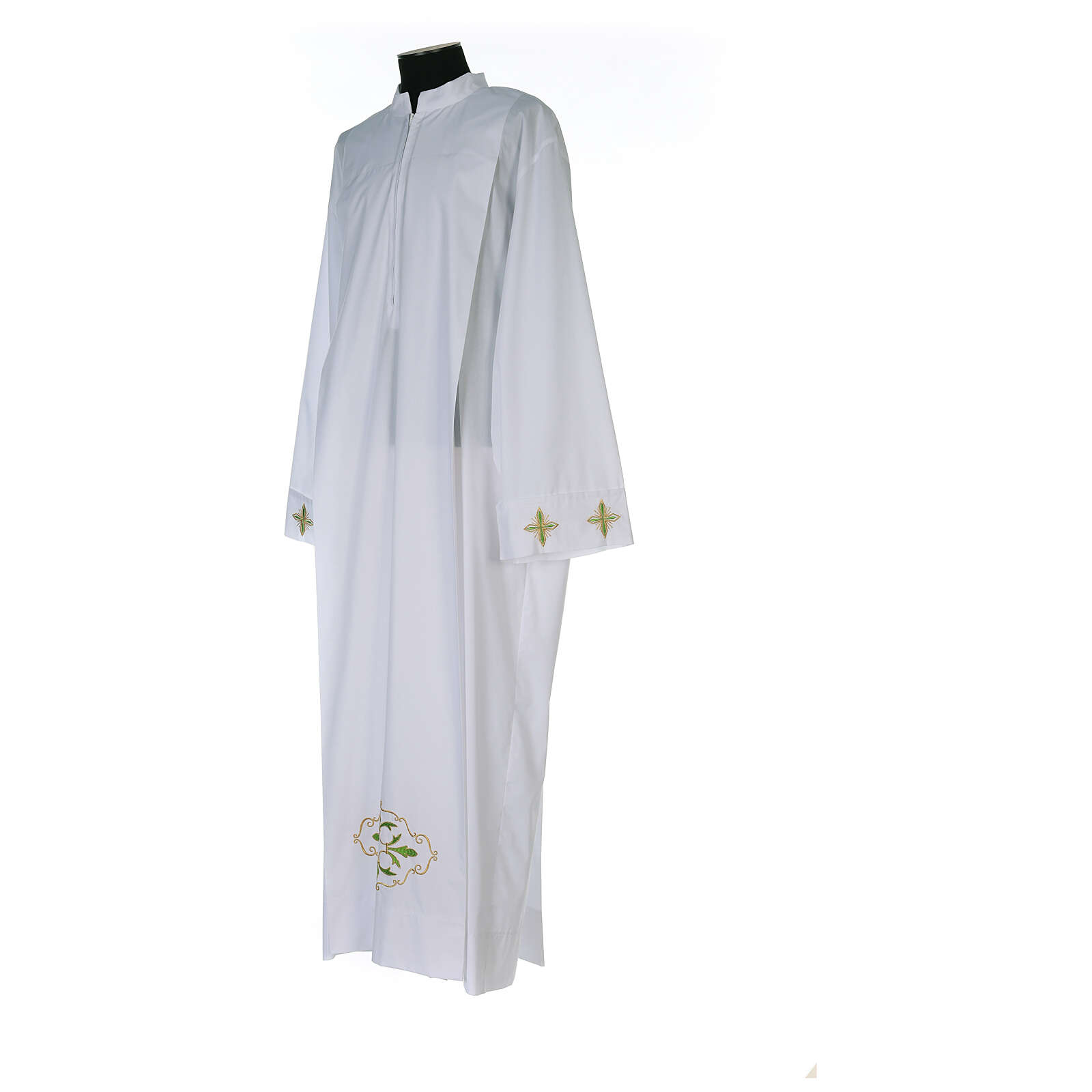 Priest Alb with stylized cross 100% polyester and front | online sales ...