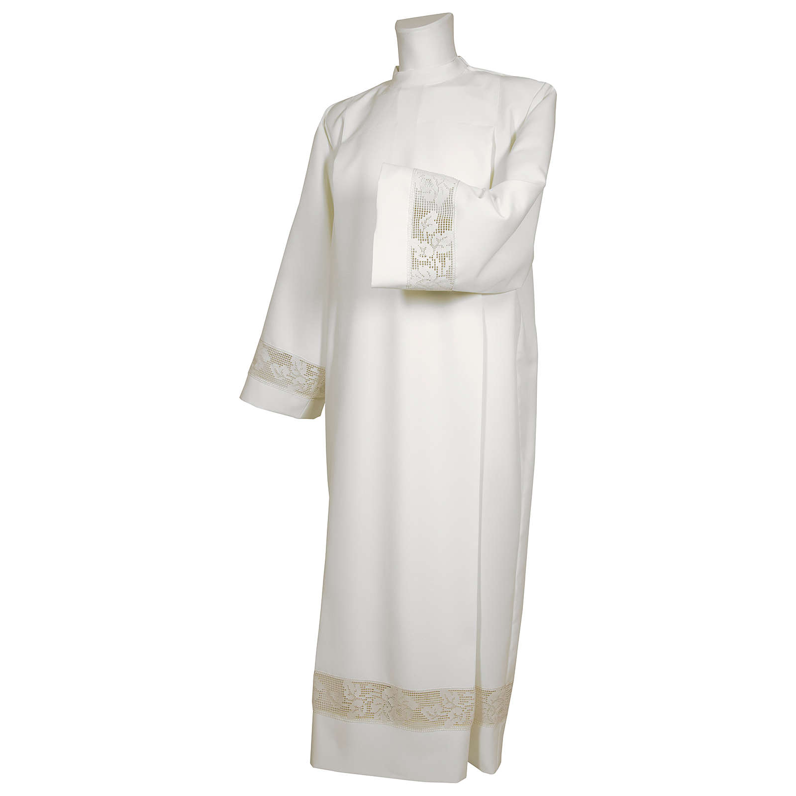 Catholic Alb with golden lace and crochet partition and zip | online ...