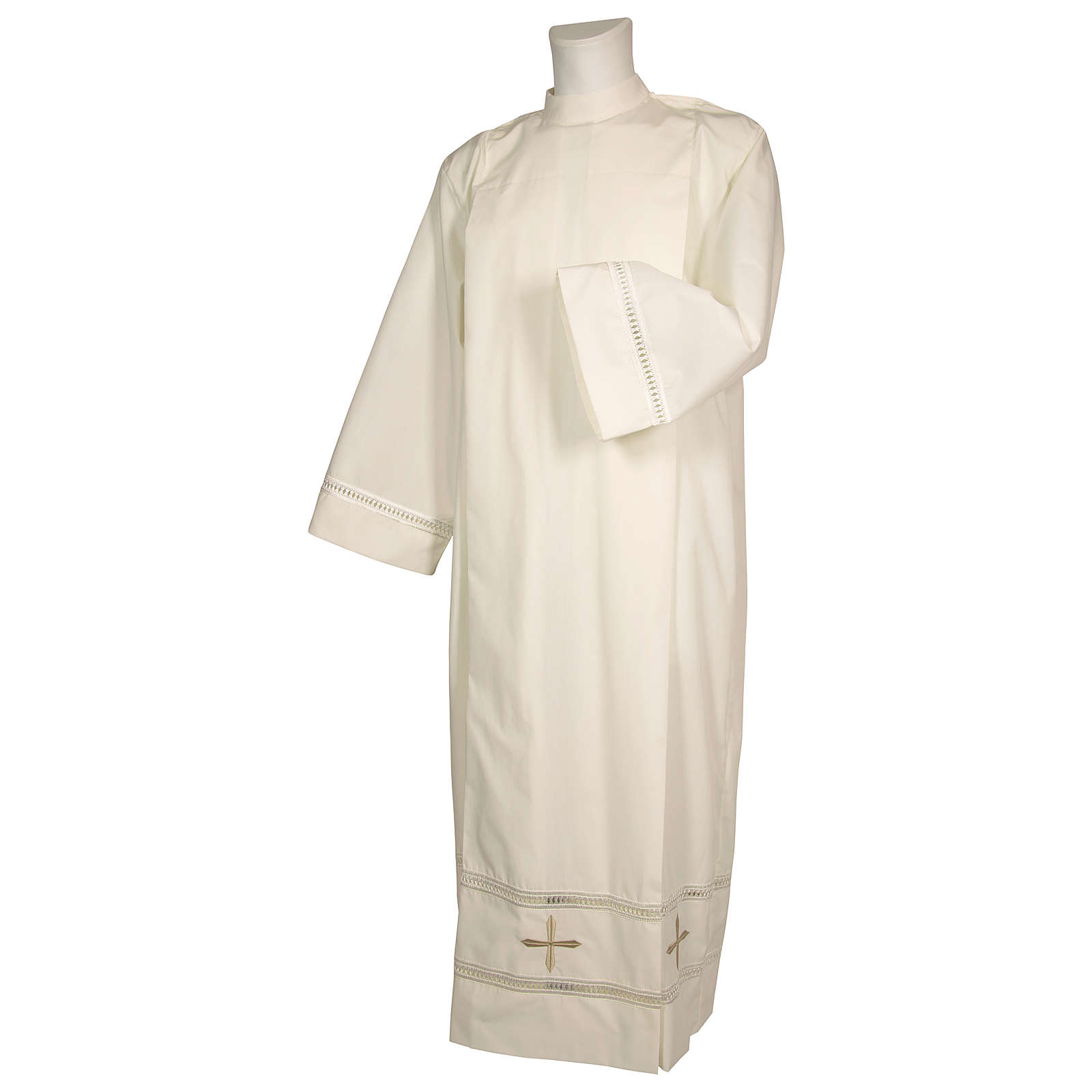 Priest Alb in polyester with gigliuccio hemstitch and front | online ...