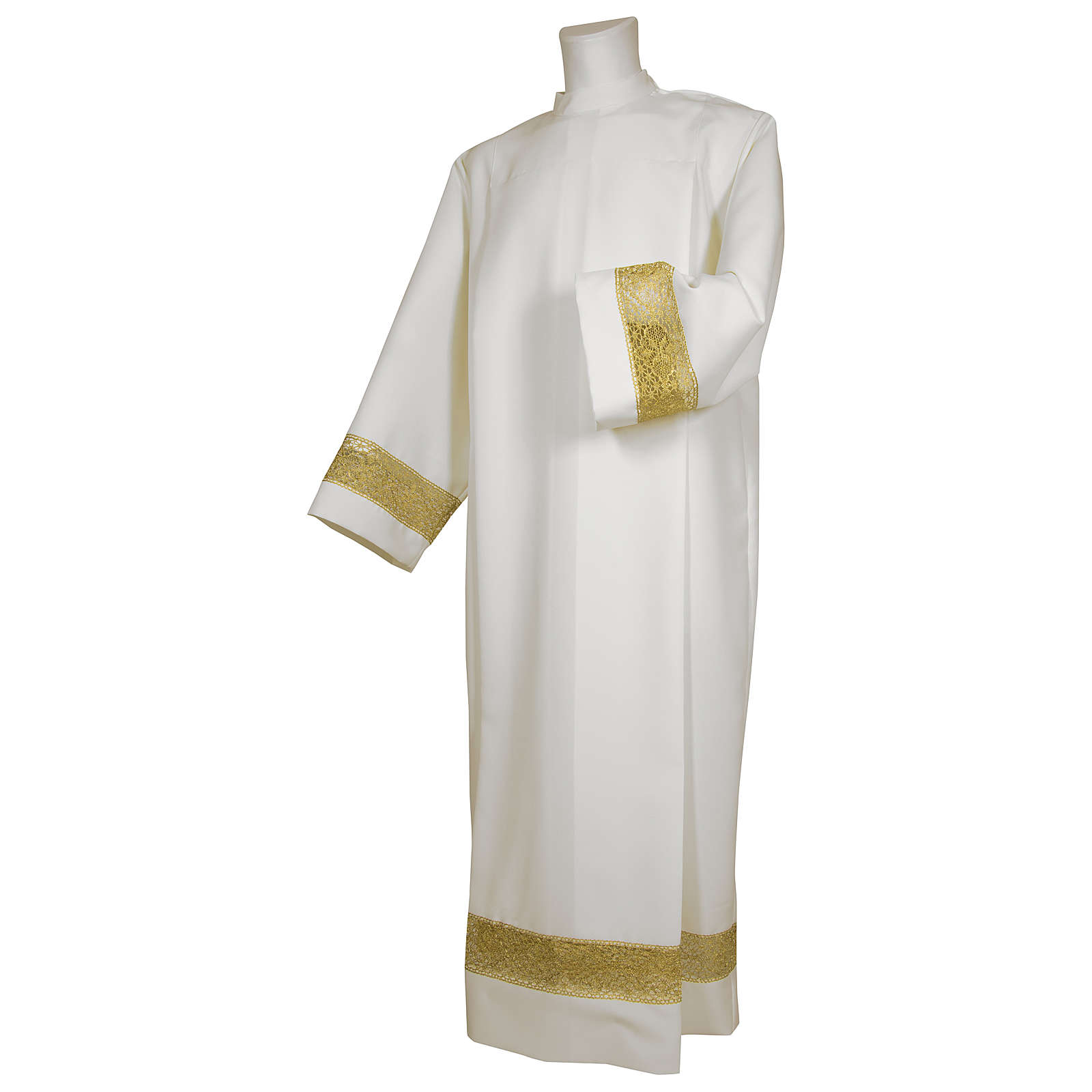 Priest Alb with golden bands 65% polyester 35% cotton zipper | online ...