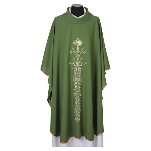Chasuble croix florale et volutes broderies dorées | vente en ligne sur ...