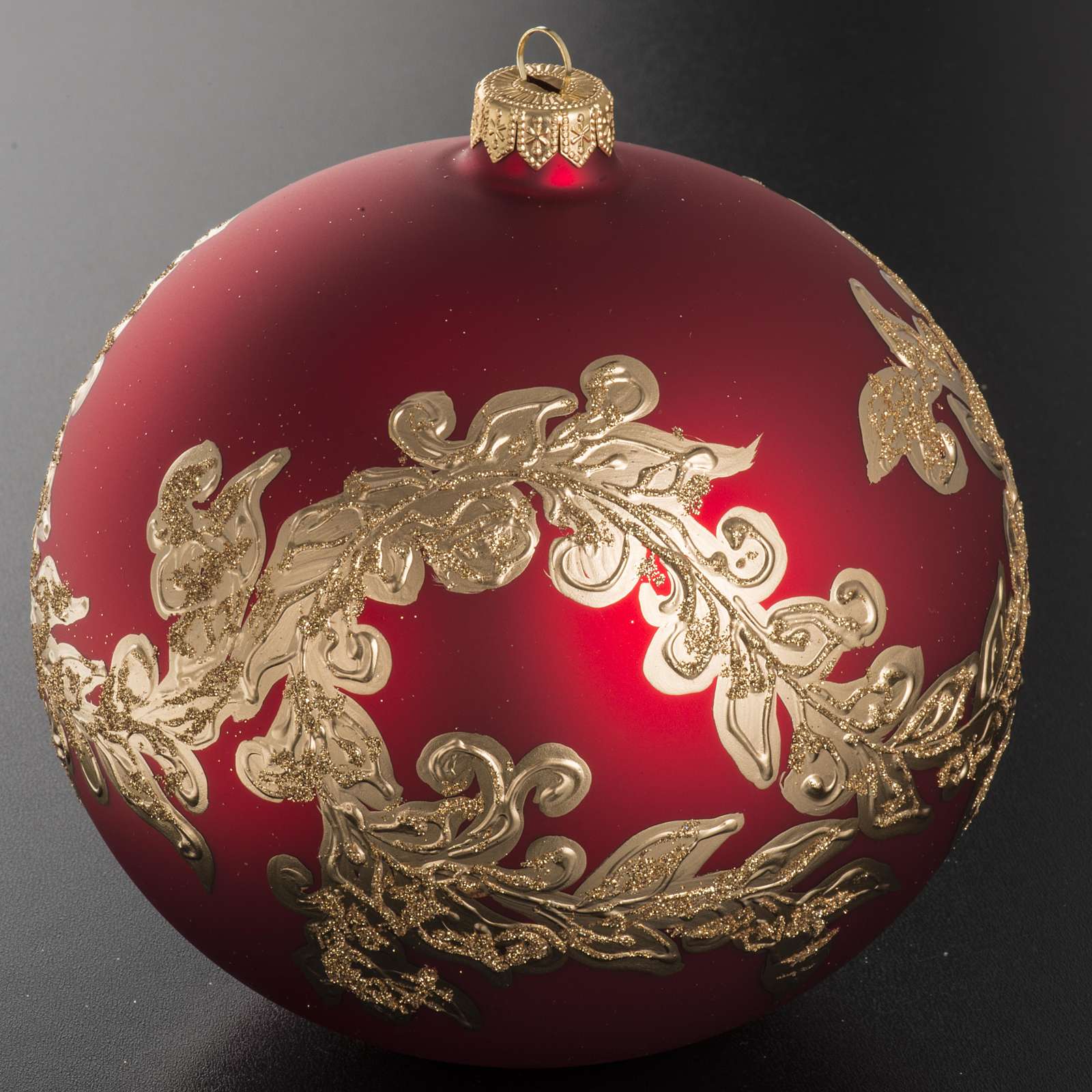 Boule de Noel verre rouge décorations or 15cm | vente en ligne sur HOLYART
