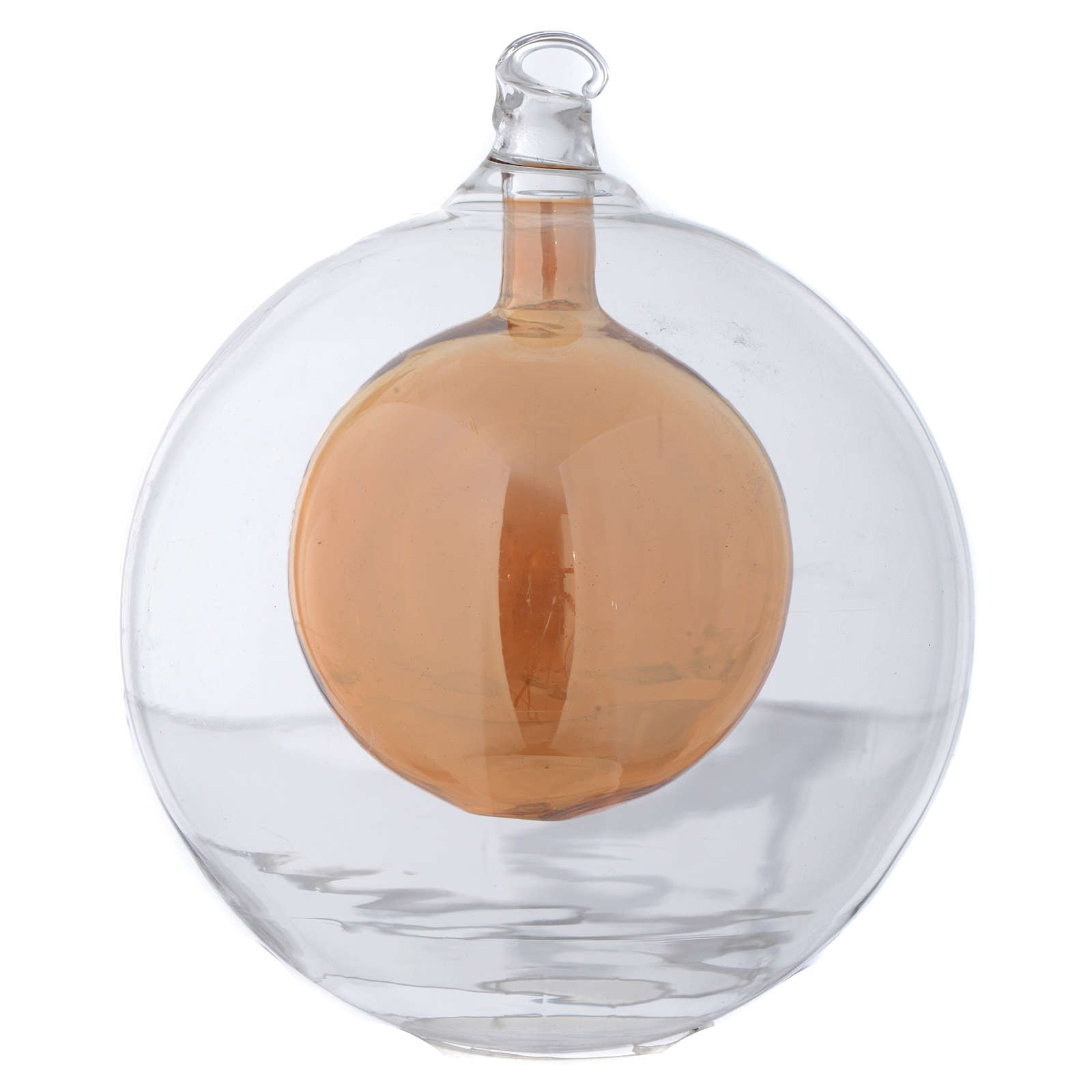 Glass bauble, transparent with gold decoration, 80mm diameter | online ...