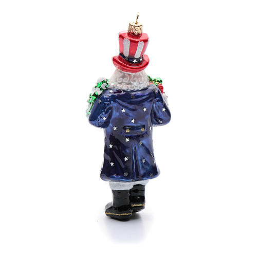 Blown glass Christmas ornament, Uncle Sam Santa Claus | online sales on ...
