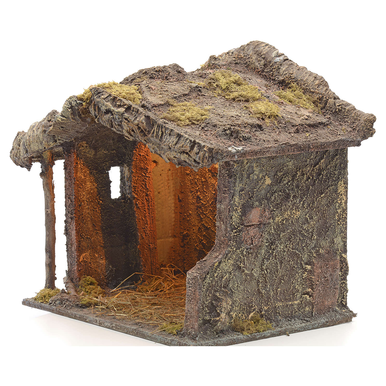Establo iluminado con heno pesebre Nápoles | venta online en HOLYART