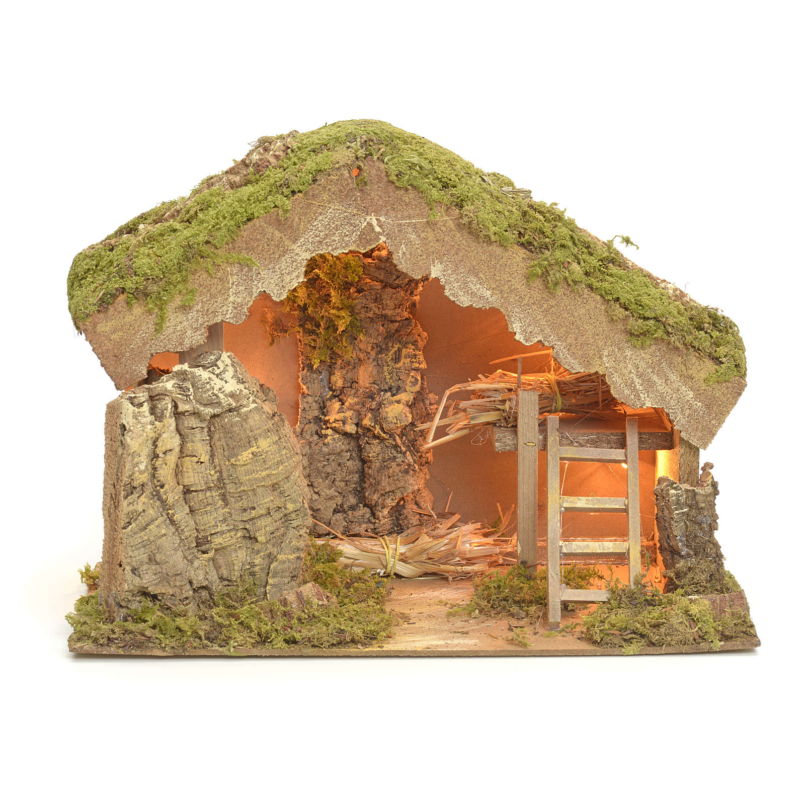 Nativity stable with lights 24x33x18cm | online sales on HOLYART.co.uk