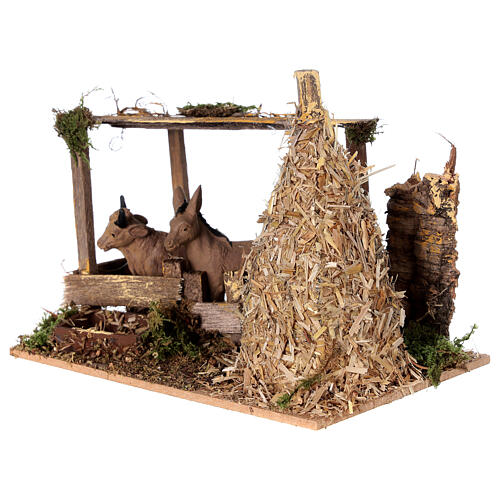 Osiołki za ogrodzeniem i stóg słomy 11x15x10 cm | sprzedaż internetowa ...