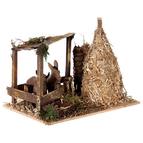 Osiołki za ogrodzeniem i stóg słomy 11x15x10 cm | sprzedaż internetowa ...