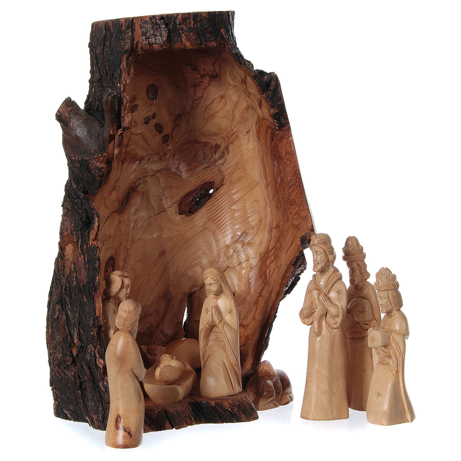 Entire Nativity Olive wood from Bethlehem 21 cm in natural | online ...