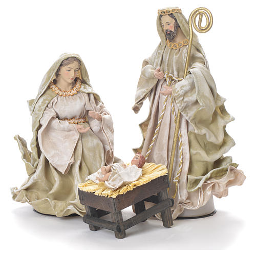 Nativity in fabric and resin measuring 26cm, green beige finish ...