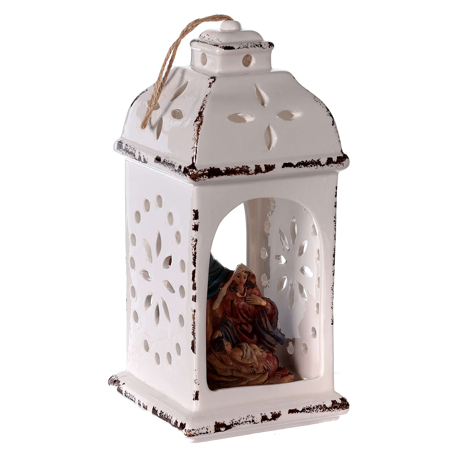 Lantern in resin with Nativity scene 25 cm | online sales on HOLYART.co.uk