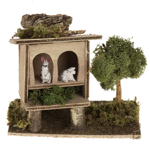 Nativity scene, rural setting, rabbits with rabbit hutch | online sales ...
