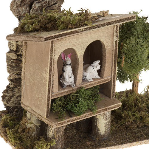 Nativity scene, rural setting, rabbits with rabbit hutch | online sales ...