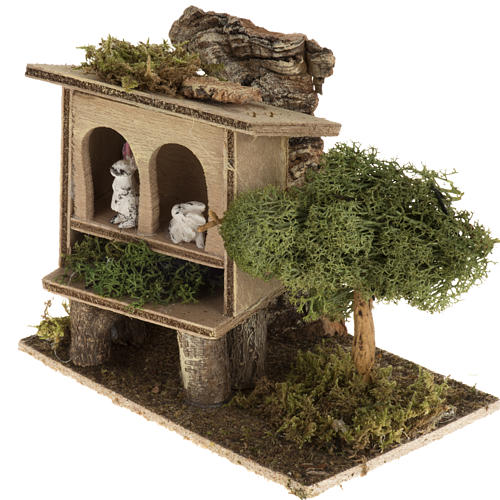 Nativity scene, rural setting, rabbits with rabbit hutch | online sales ...
