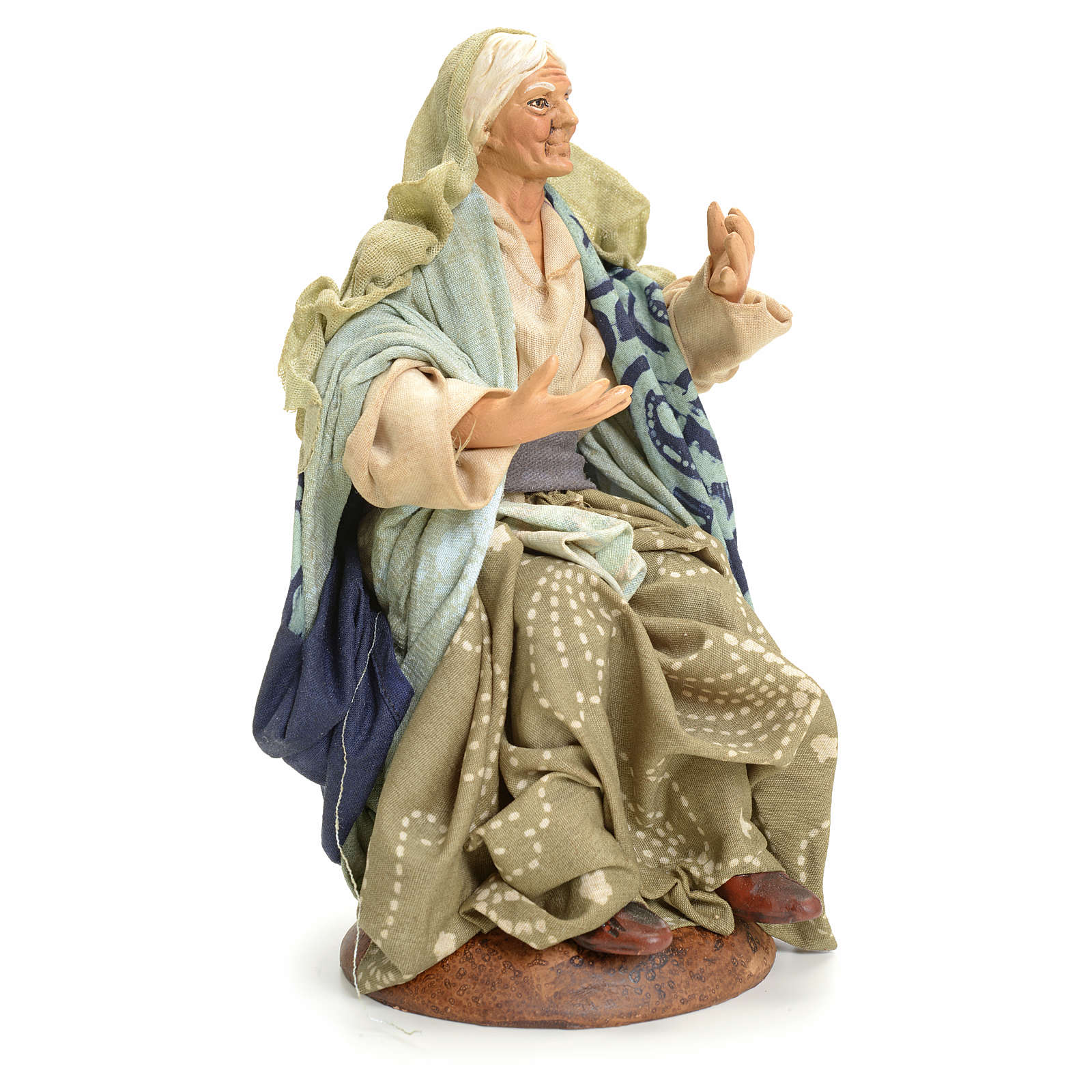 Neapolitan Nativity figurine, old lady sitting, 18 cm | online sales on ...