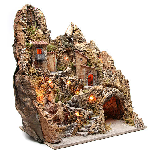 Borgo illuminato presepe Napoli con ruscello 70x60x48 | vendita online ...