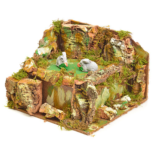 Animated nativity scene figurine, 2 rabbits, 8cm | online sales on ...