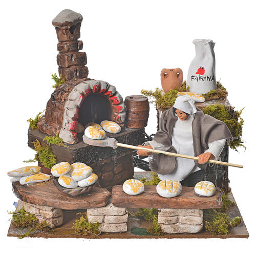 Animated nativity scene figurine, baker with light, 15cm | online sales ...