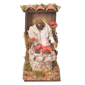 Shepherd with meat, 8cm animated nativity with fire LED | online sales ...