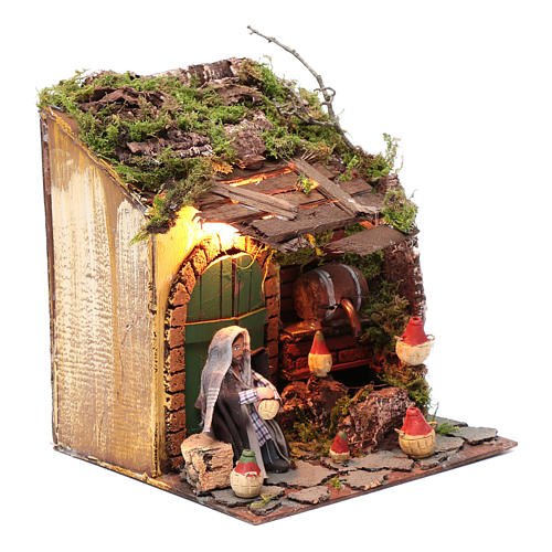 Moving nativity scene wine seller 10 cm with light and barrel | online ...