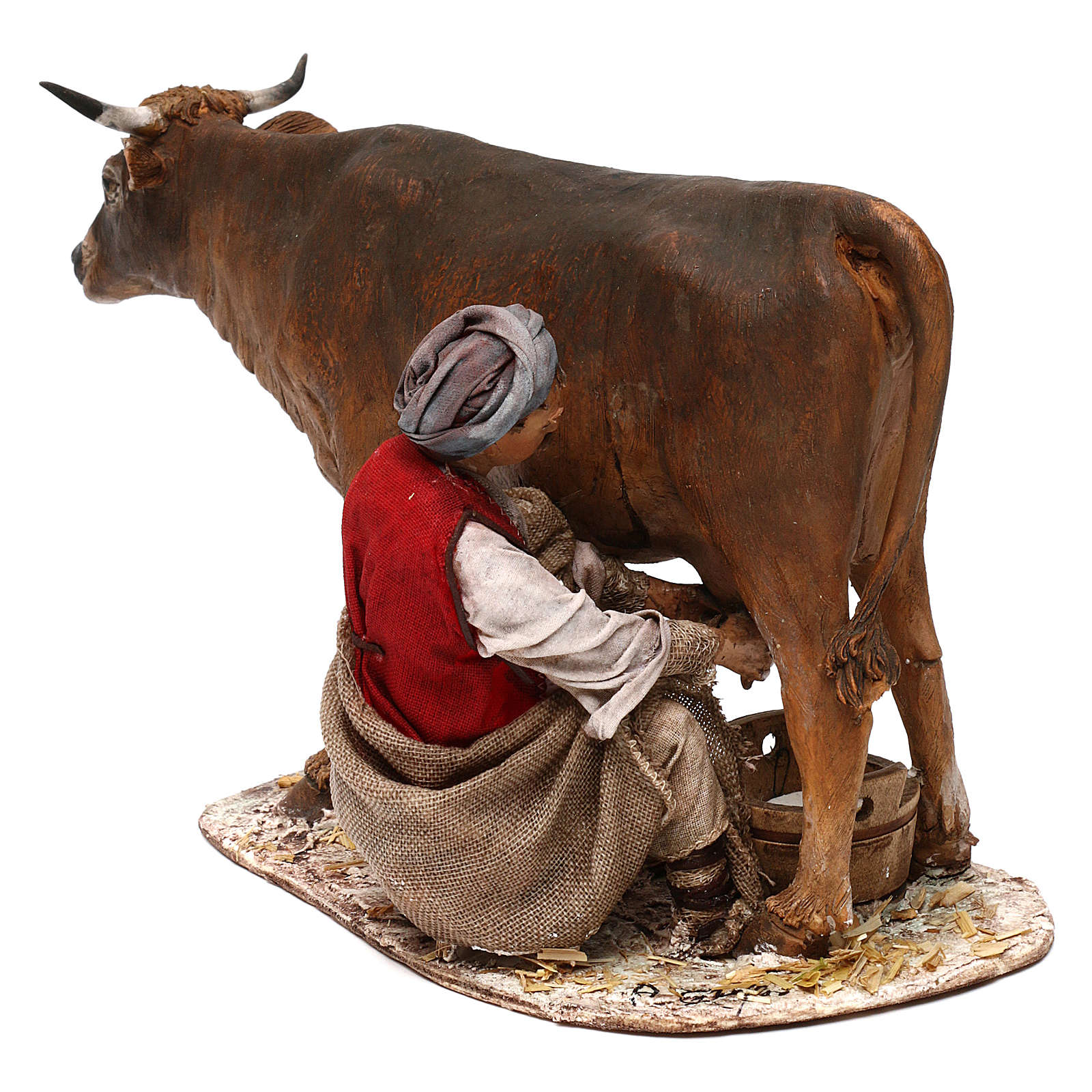 Pastore che munge la mucca cm 13 Angela Tripi | vendita online su HOLYART