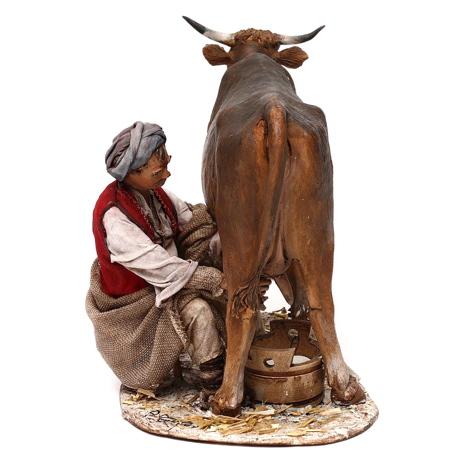 Pastore che munge la mucca cm 13 Angela Tripi | vendita online su HOLYART