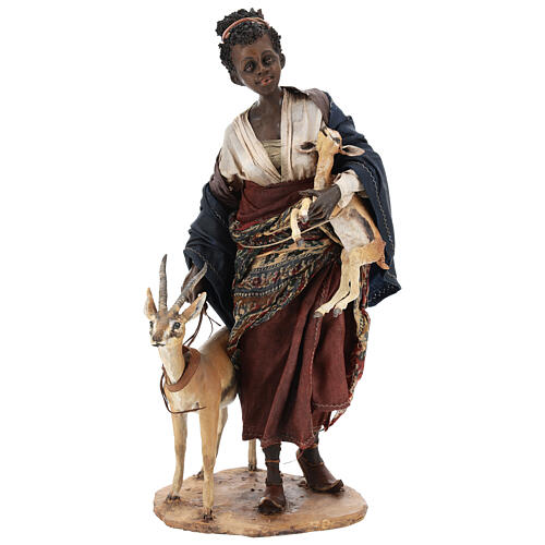 Nativity scene figurine, woman with antelope 30 cm made by Angela Tripi ...