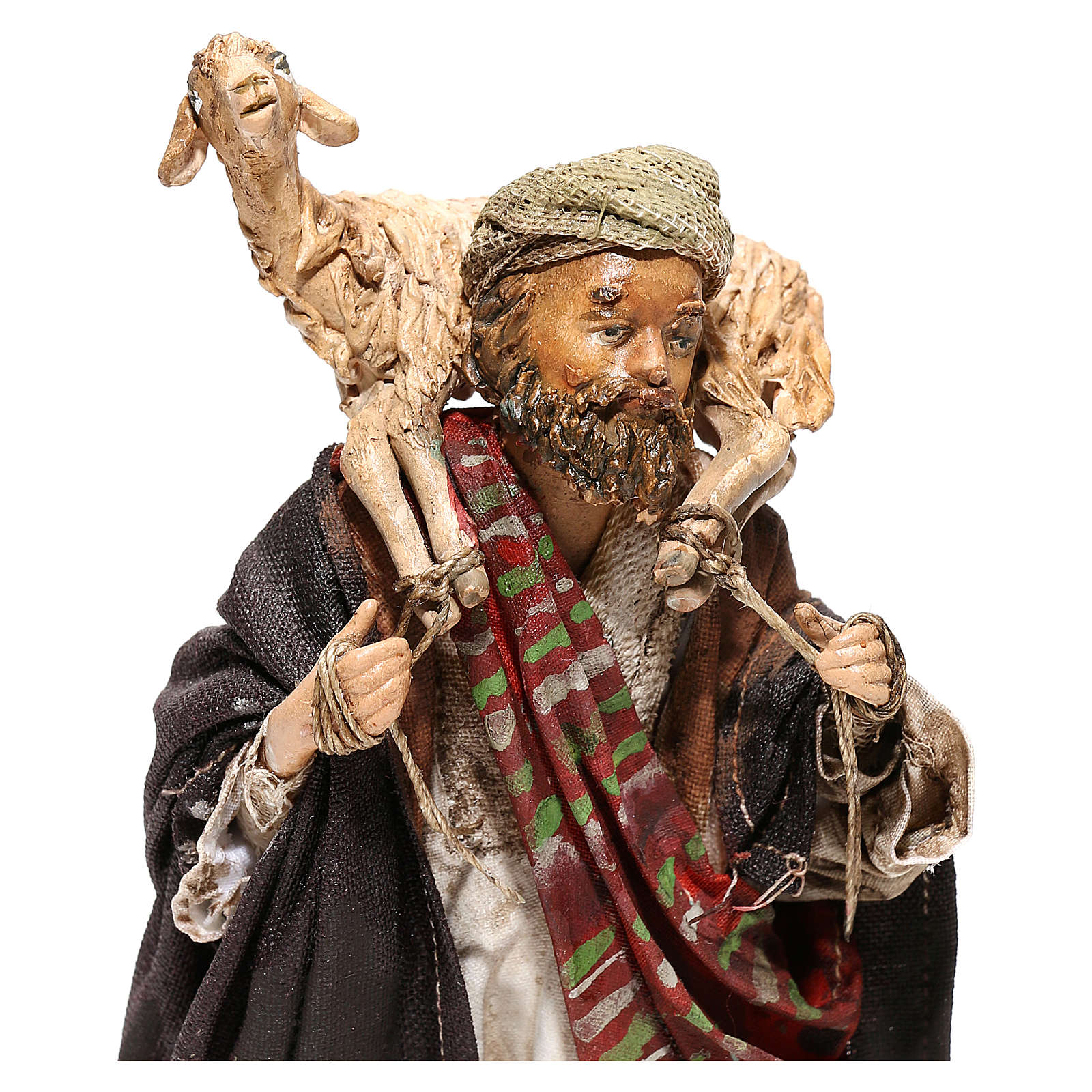 Shepherd carrying sheep on shoulders, 13 cm Angela Tripi | online sales ...
