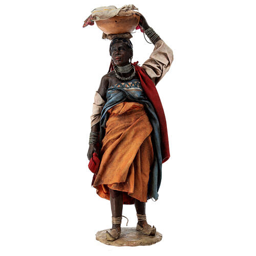 Moor woman with clothes basket on head 18 cm nativity Angela Tripi ...