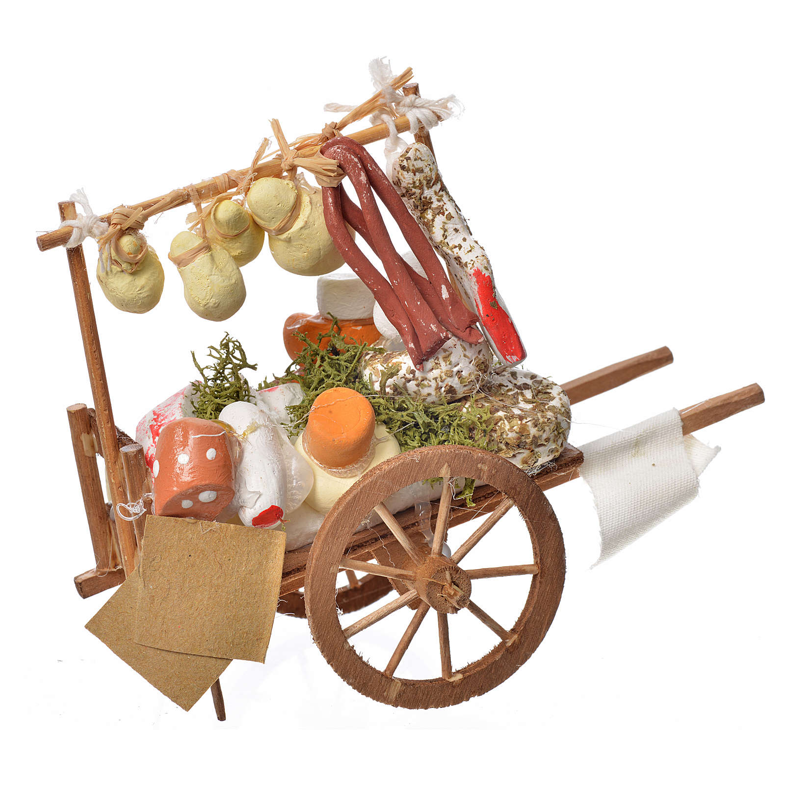 Mini charrette bois et fromages en terre cuite | vente en ligne sur HOLYART