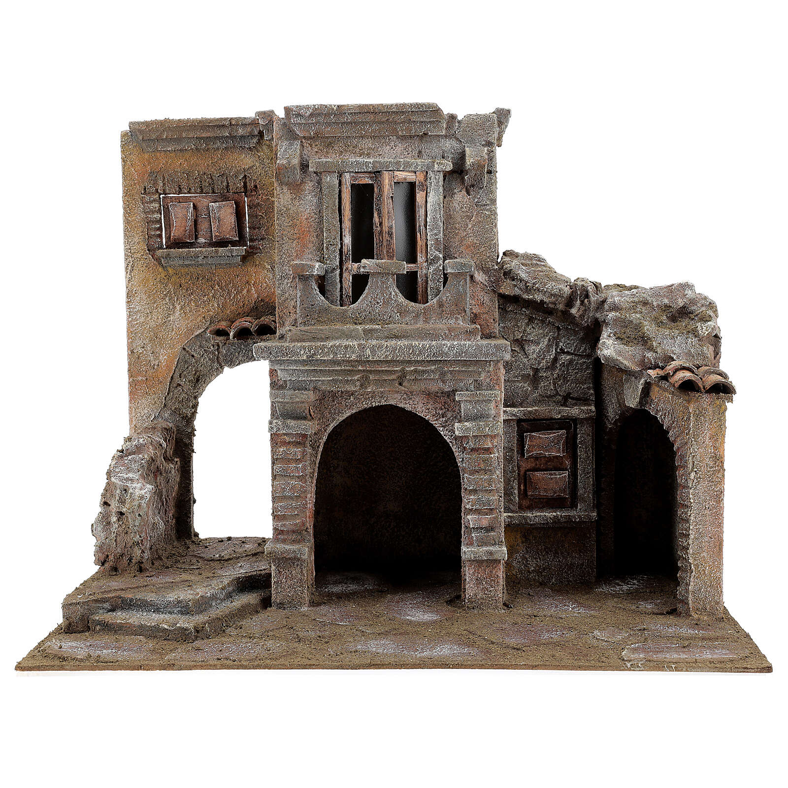 Borgo antico con capanna presepe 10 cm 35x38x25 | vendita online su HOLYART