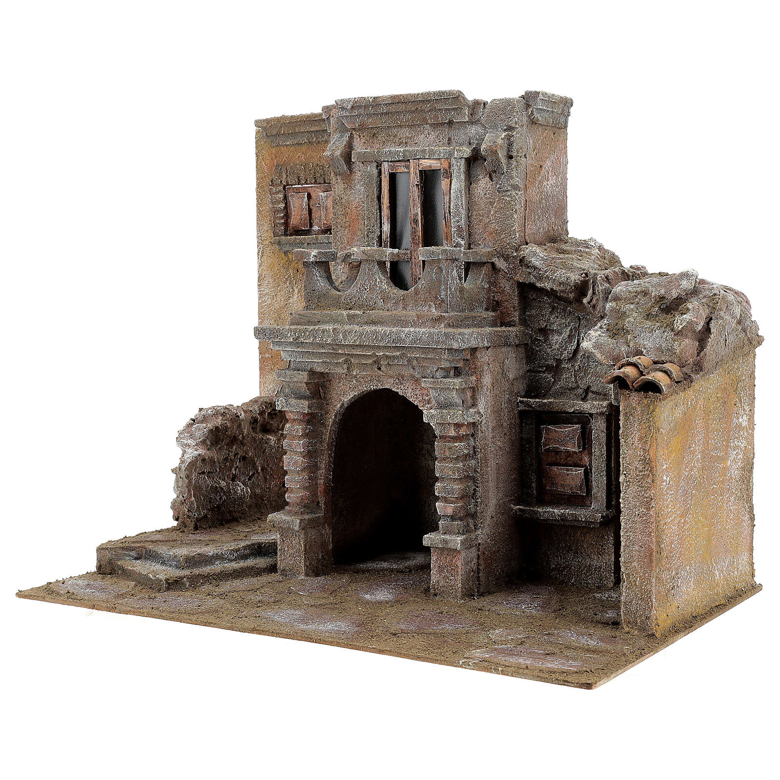 Borgo antico con capanna presepe 10 cm 35x38x25 | vendita online su HOLYART