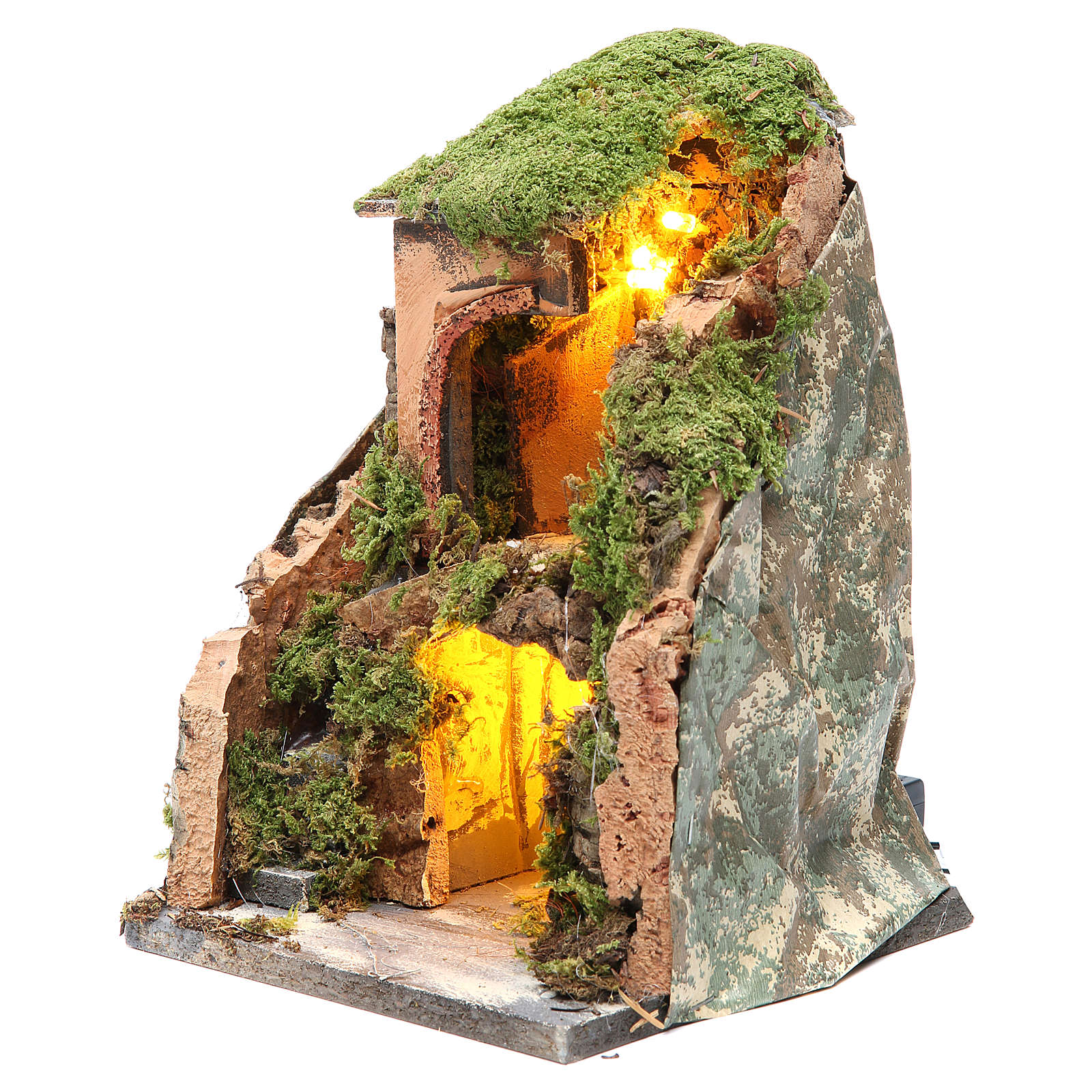 Nativity grotto with 10 battery lights 25x19x18cm | online sales on ...