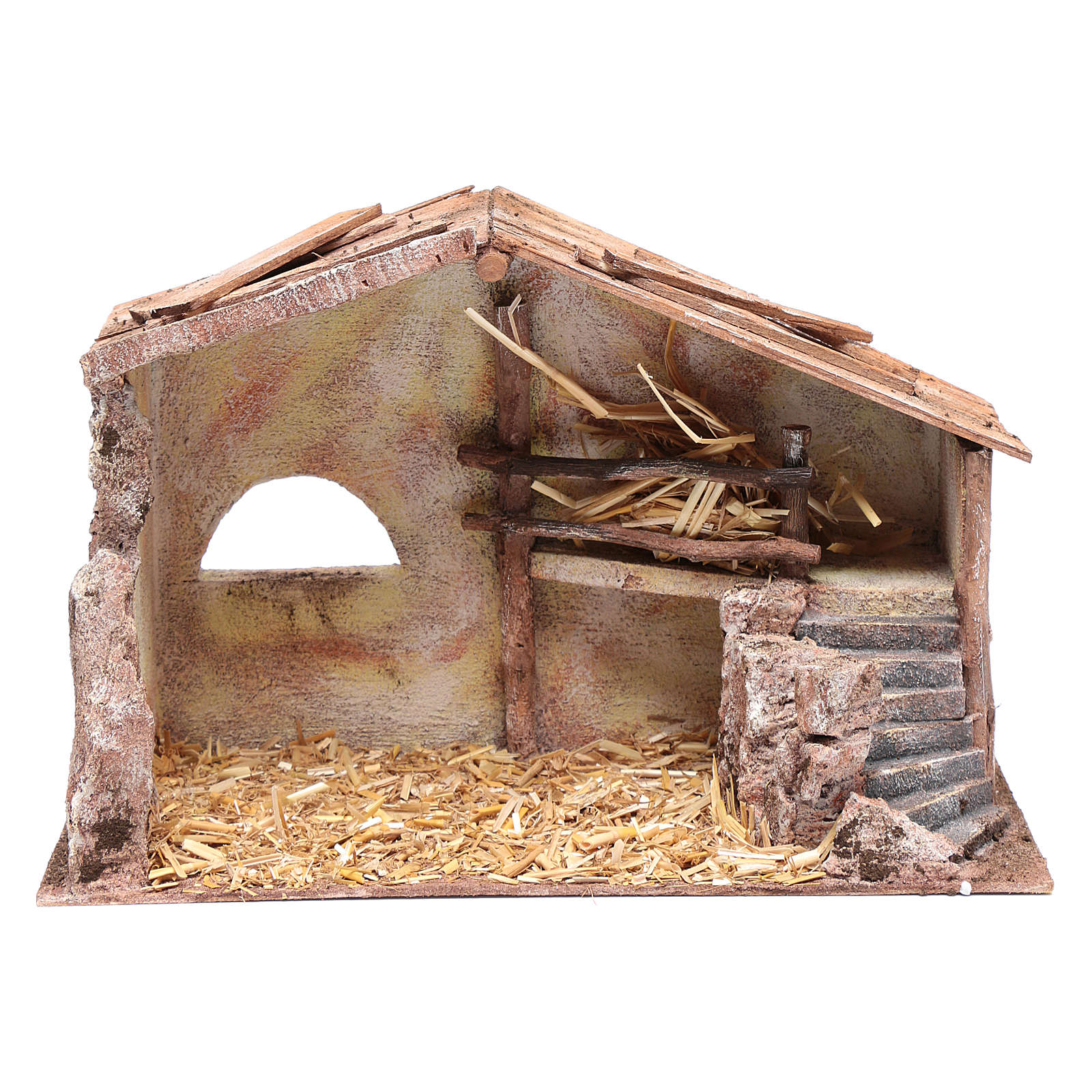 Nativity scene hut with ladder and barn 20x35x20 cm | online sales on ...